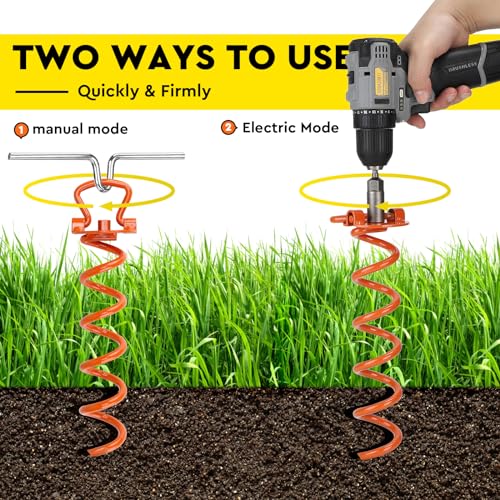 DBREAKS Ground Anchor (4 Pack) – Alloy Steel Spiral Earth Anchors with ...