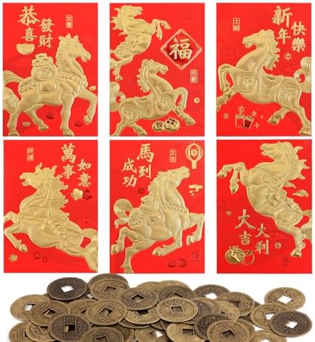 Amazon.com : 36pcs Chinese New Year Red Ampao Envelopes & 50pcs Chinese ...