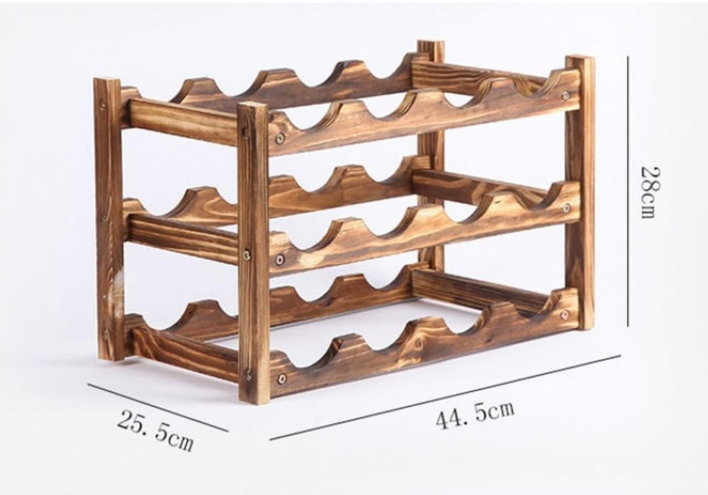 Snapklik.com : LoongZDD 3-Tier Stackable Wine Rack Carbonized Pine Wood Holder For 12 Bottles ...