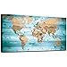 Wall Art Blue map of The World Painting Ready to Hang Large Framed Wall ...