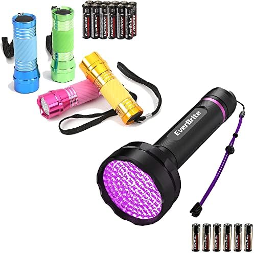 EverBrite 4-Pack Mini LED Aluminum Flashlight and 100 LED Black Light ...