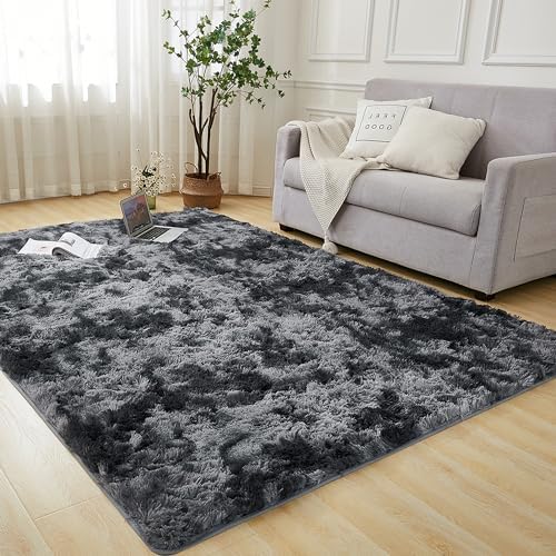 Amazon.com: KICMOR Checkered Rugs for Living Room 5x8 Black and Grey ...