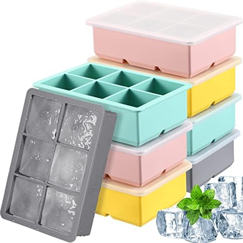 Amazon.com: 8 Pcs Large Ice Cube Molds Silicone Ice Cube Trays with Lid ...