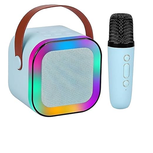Portable Karaoke Microphone Set with LED Bluetooth Speaker, RGB Light ...