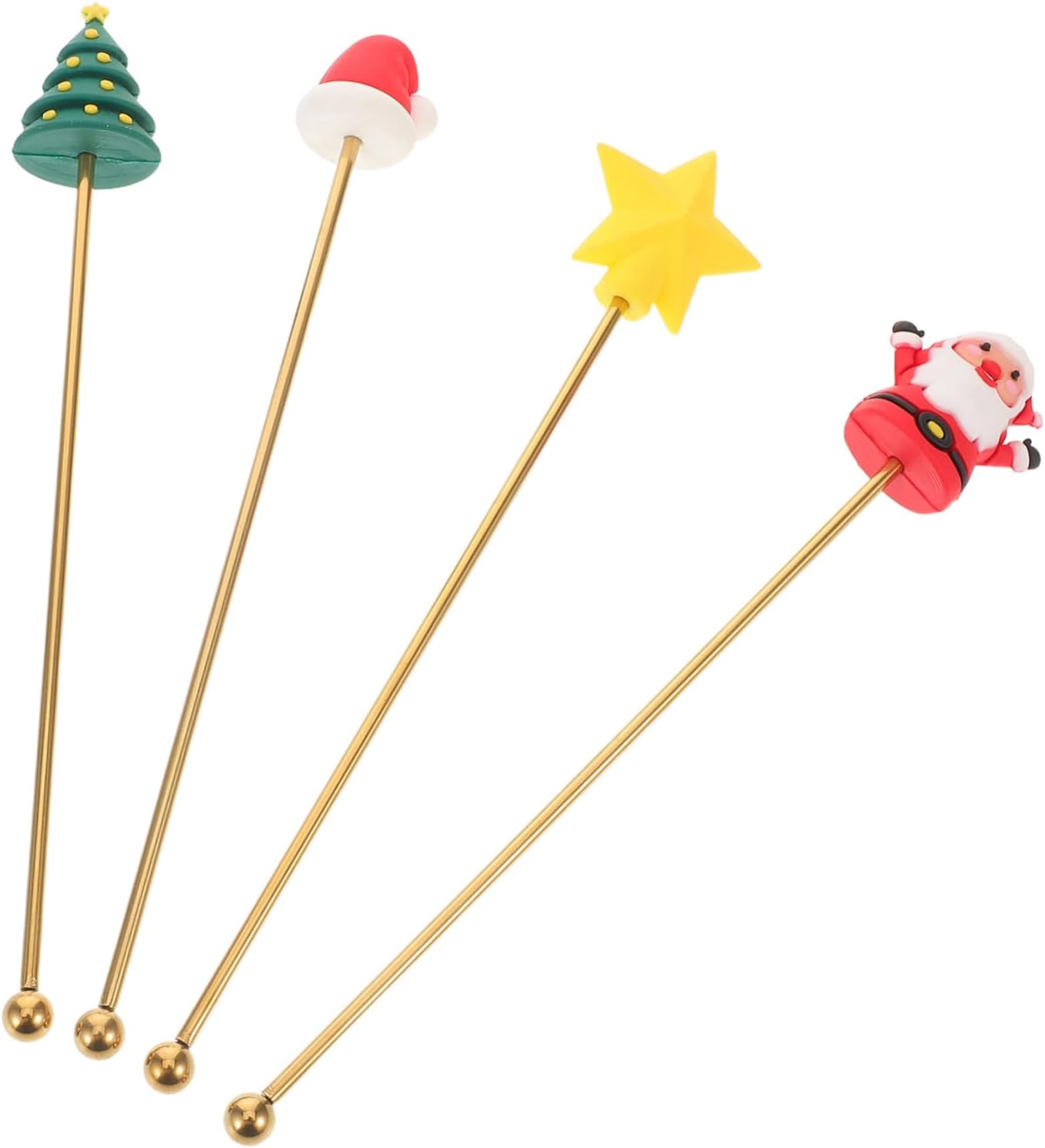 Amazon.com | INOOMP 4Pcs Stainless Steel Christmas Stir Sticks Festive ...