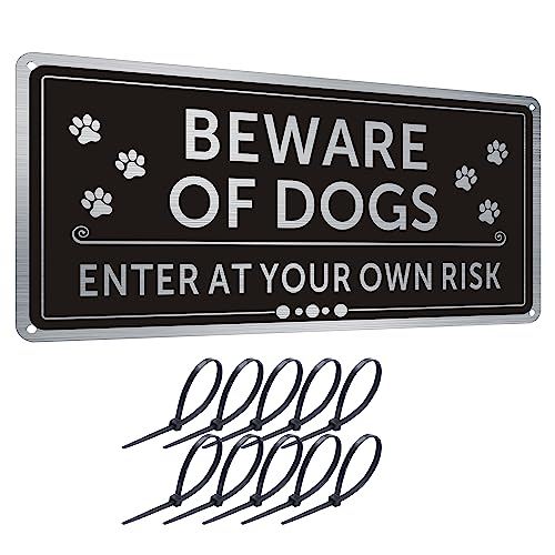 Beware of Dogs Sign|Brushed Aluminium|Outdoor Gate Signs|Rustproof|Fade ...
