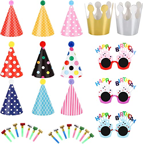 Snapklik.com : 25 Pieces Birthday Party Cone Hats, 10 Party Noise ...