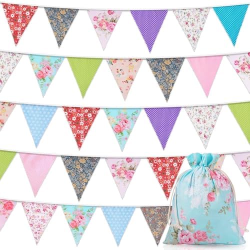Orifinter 45.9ft Fabric Bunting, 46 Flags Vintage Bunting Banner ...