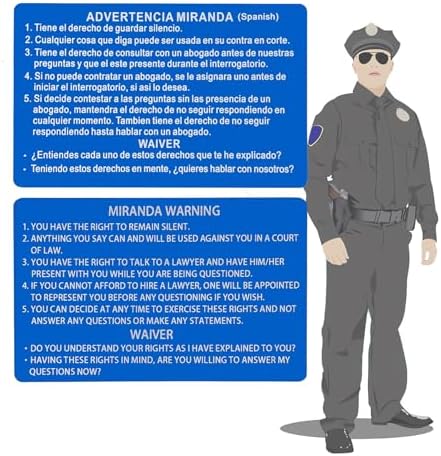 Amazon.com : Velinpun 5 PCS Spanish and English Metal Miranda Warning ...
