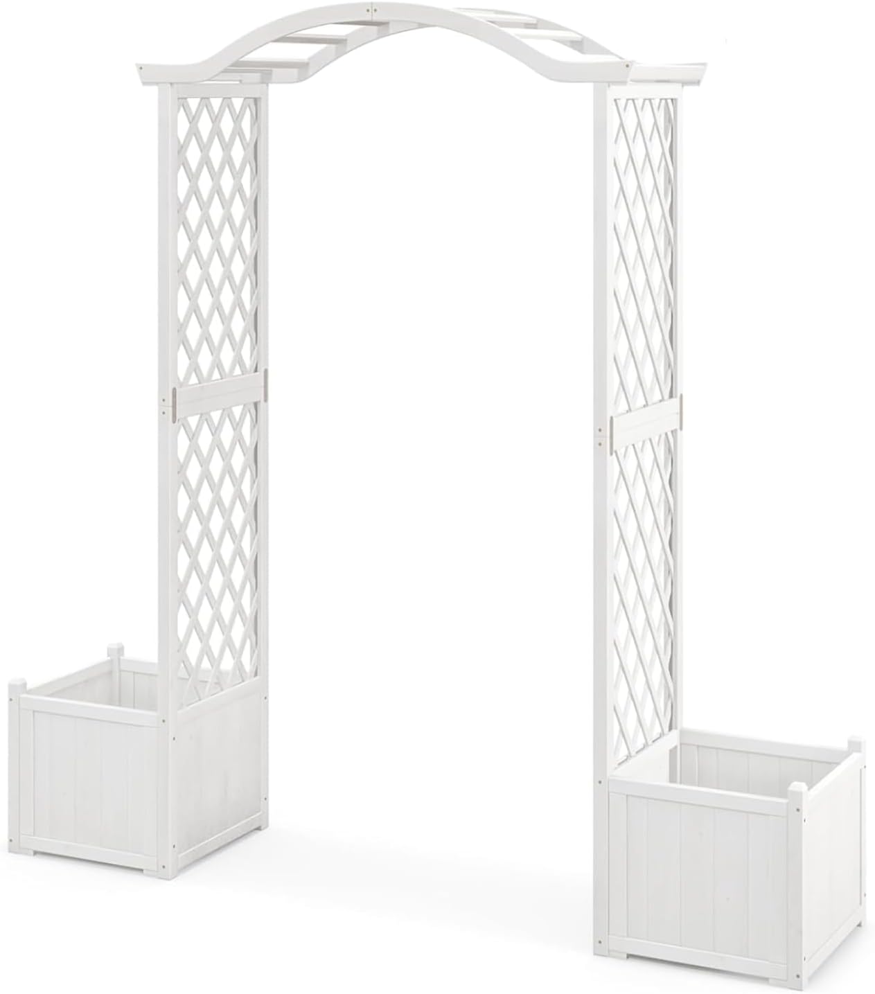 GiantexUK Wooden Garden Arch with Planter Boxes, Trellis Pergola Arbour ...