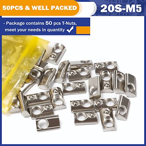 Snapklik.com : 50pcs 20 Series M5 Half Round Roll In Spring T Nuts For ...