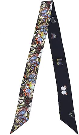 JERLA 100% Mulberry silk Scarf Bag scarf Head Hair Ribbon Handbag ...