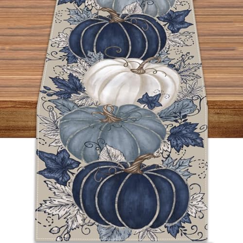 Amazon.com: AgQrDkrc Fall Table Runner,Pumpkin Maple Leaf Table Runners ...