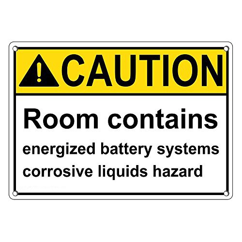 Weatherproof Plastic ANSI Caution Room Contains Energized Battery Sign ...