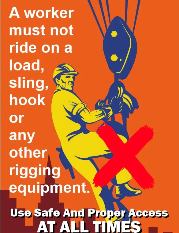 A Worker Must not Ride on a Load, Sling, Hook or Any Other Rigging ...
