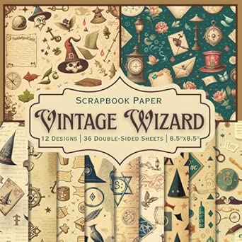 Vintage Wizard Scrapbook Paper Craft Pad: 12 Magical Designs, 36 Double ...