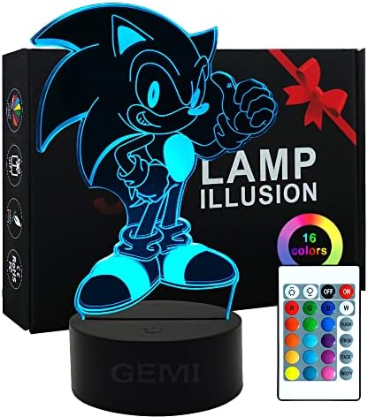 Sonic The Hedgehog Night Light, 3D Illusion Sonic Lamp,Sonic Light ...
