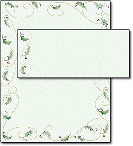 Amazon.com: Holly Bunch Holiday Letterhead & Envelopes - 40 Sets ...