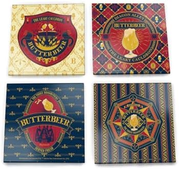 Amazon.com: Harry Potter – Butterbeer Logos – Set of Four 4” x 4” Glass ...