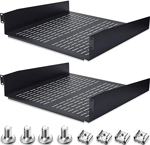 Amazon.com: 2 Pack Rack Shelf Vented Rack Mount Shelf Universal Heavy ...