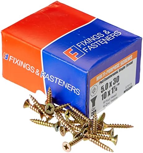 ForgeFix Multi-Purpose Single Thread Screws | 5.0 x 30mm | Zinc Yellow ...