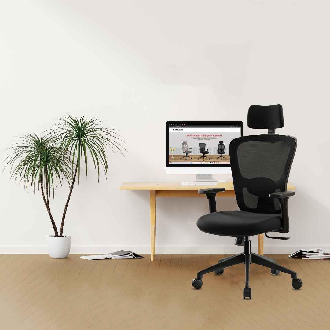 My Cubicles Majesty Black Ergonomic Office Chair with Adjustable ...