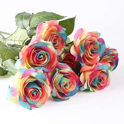 Buy Rainbow 1 : 10pcs/Lot Latex Rose Artificial Flowers Real Touch rose ...