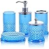 Amazon.com: PYZX-HOME Glass Bathroom Accessories Set - Complete 5 Pc Glass Bathroom Accessory ...