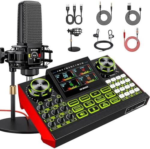Amazon.com: Podcast equipment bundle with live sound card audio mixer ...