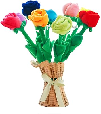 Amazon.com: DEEKIN 24 Pcs Colorful Plush Rose Flower, Stuffed Rose ...