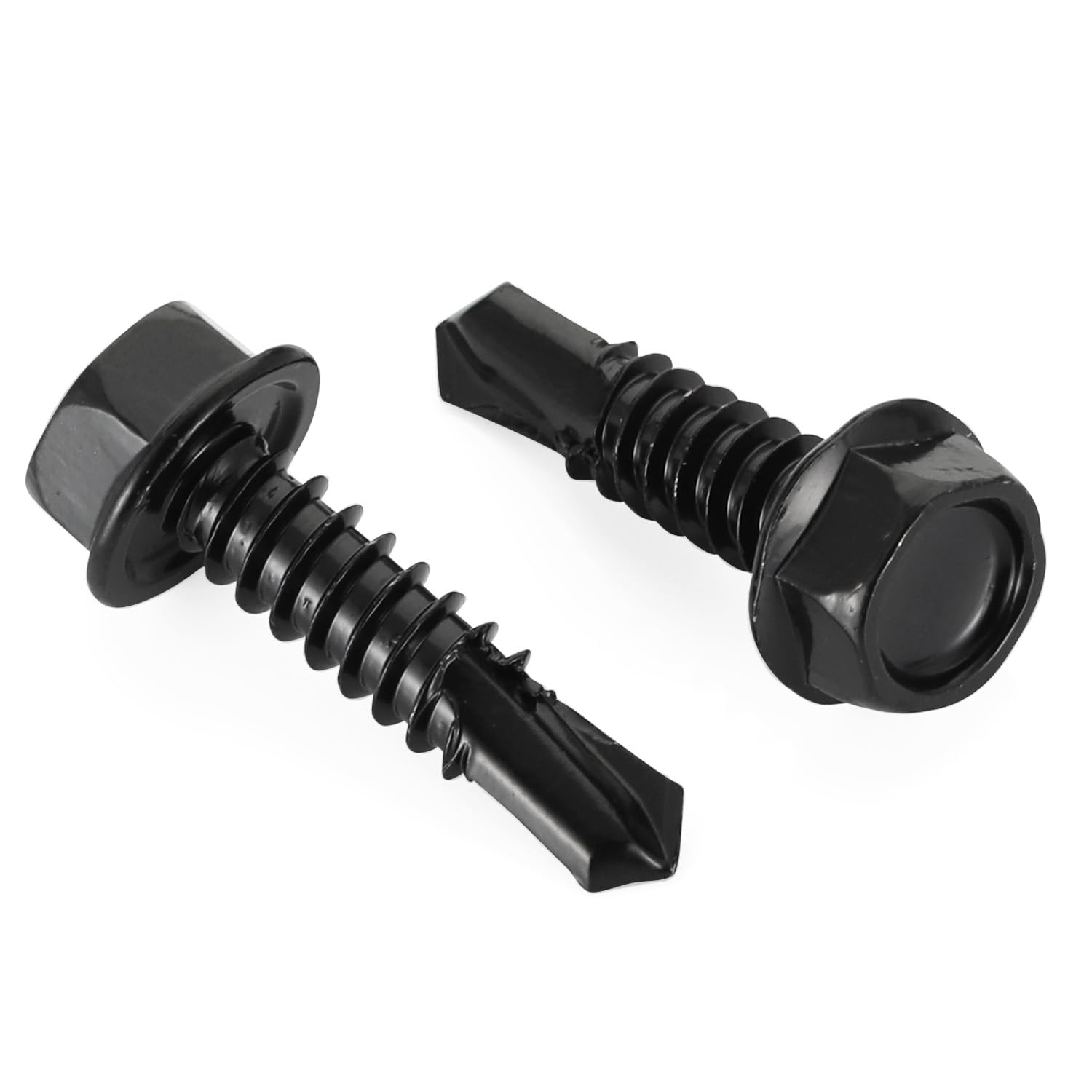 Snapklik.com : #12 X 1" Hex Washer Head Self Drilling Screws Black Oxidized