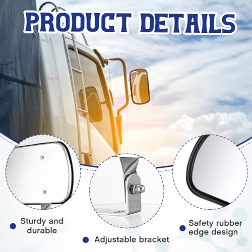 Snapklik.com : 2 Pcs 8 X 4 Stainless Steel Rectangular Convex Mirror U ...