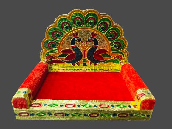 Buy Modern Wooden Meenakari Peacock Design Singhasan Laddu Gopal ...