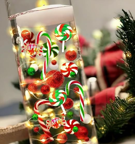 Amazon.com: 100 Floating Sparkling Christmas Red/Green Candy Canes ...