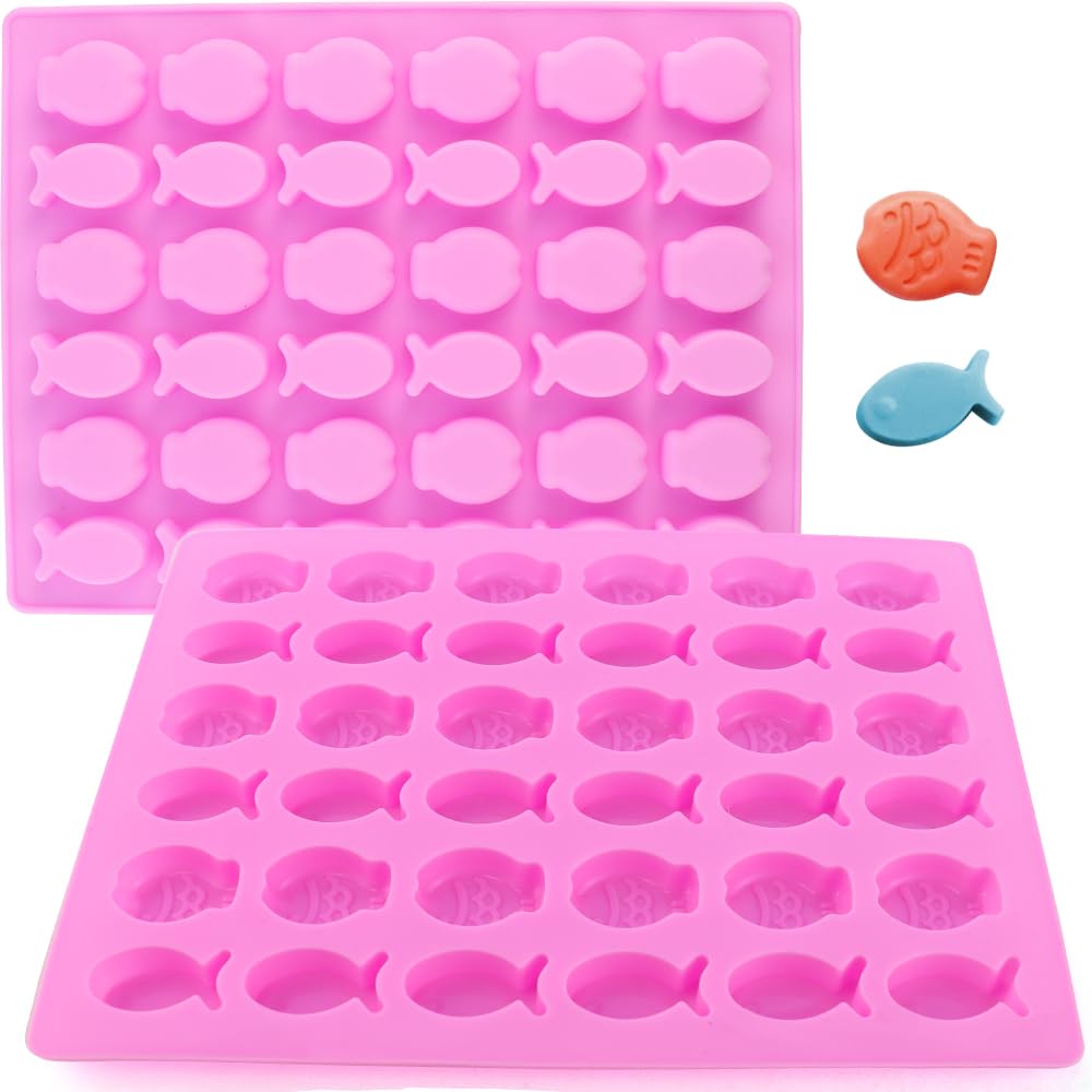 Amazon.com: 2 Pack Mini Fish Shaped Mold Non-stick Chocolate 36-Cavity ...