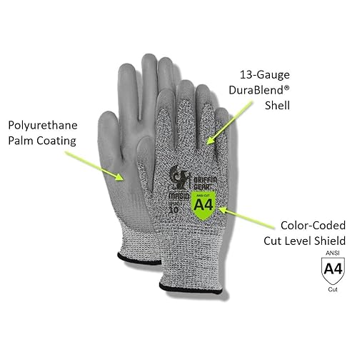 Snapklik.com : MAGID Griffin Gear ANSI A4 Polyurethane Coated Work Gloves