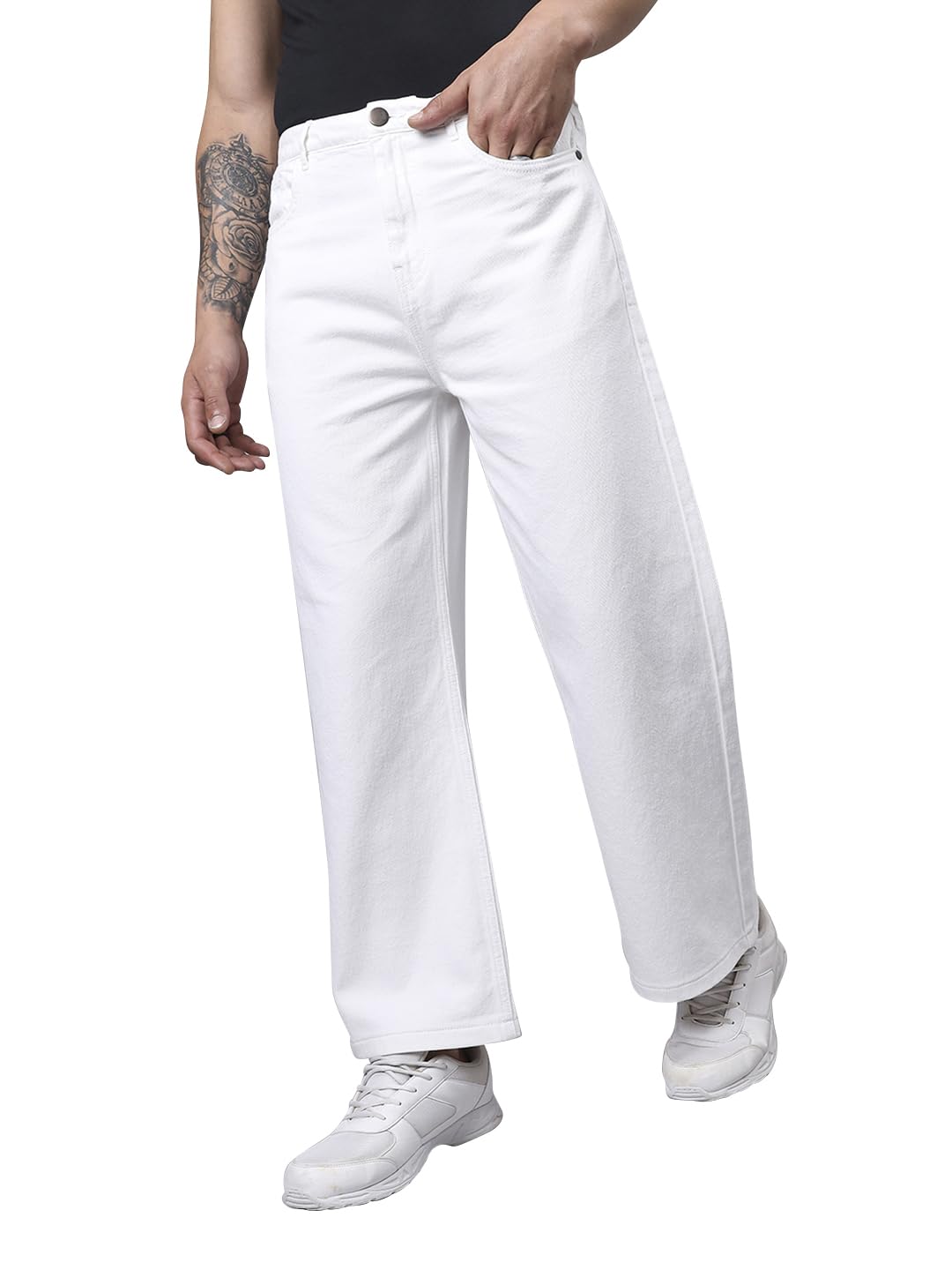 Bewakoof Men's Baggy Wide Leg Jeans_624261_White_32 : Amazon.in ...