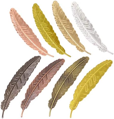 Amazon.com : Honbay 8PCS Metal Feather Shaped Bookmarks Feather Book ...