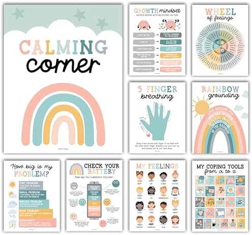 Amazon.com : Blue Boho Calming Corner Classroom Bulletin Board Set ...