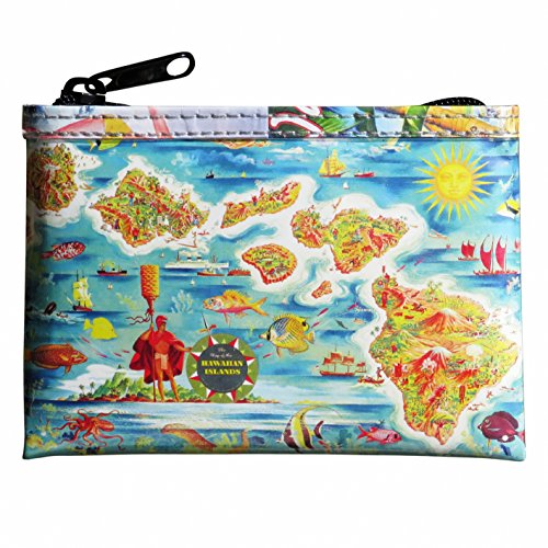 Coin purse with vintage Hawaiian lifestyle print FREE SHIPPING gift for ...