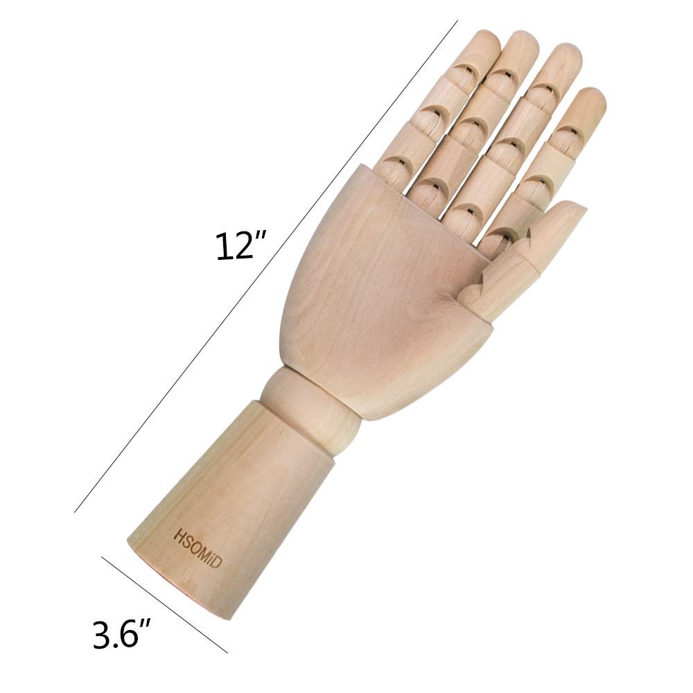Hsomid Flexible Wooden Hand Model Moveable Wooden Artists Manikin Hand ...