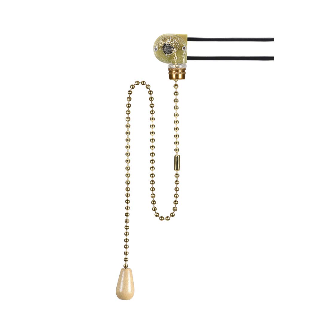 uxcell Fan Light Switch with 30cm/12inch Brass Pull Chain Wood Knob ...