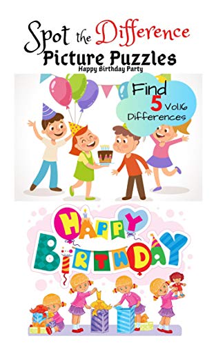 Spot the Difference Picture Puzzles "Happy Birthday Party" Find 5 ...