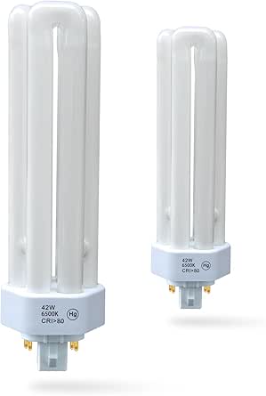 PLT-42W 865,42 Watt 6500K Daylight Triple Tube,4 Pin GX24Q-4,Fluorescent Light Bulb,Replaces for ...