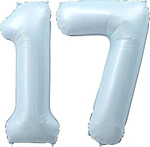 Amazon.com: Blue Number 17 Balloon 40 inch, Large Jumbo Digit Foil ...