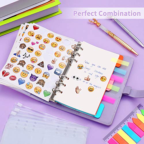 (40% OFF) Refillable 6 Ring Leather Binder With Emoji Stickers $9.59 ...