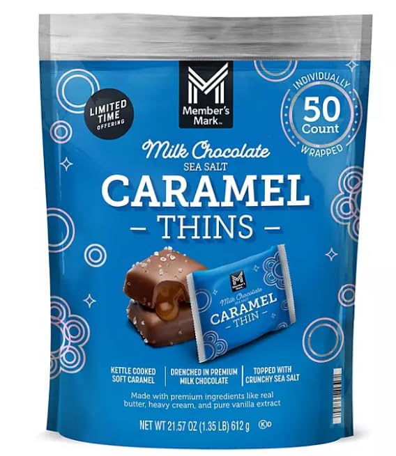 Amazon.com : Member Mark Milk Chocolate Sea Salt Caramel Thins, 50 ct ...