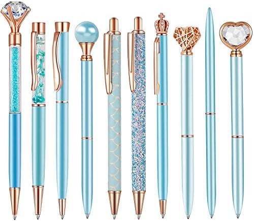 Amazon.com : Yaomiao 9 Pcs Ballpoint Pens Set for Women Metal Crystal ...