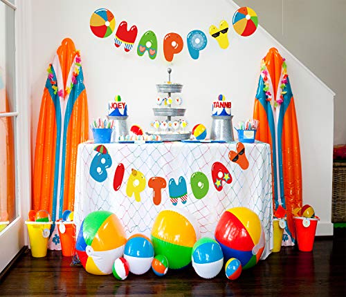 Gyzone Beach Ball Birthday Banner, Funny Pool Party Garland Decorations ...