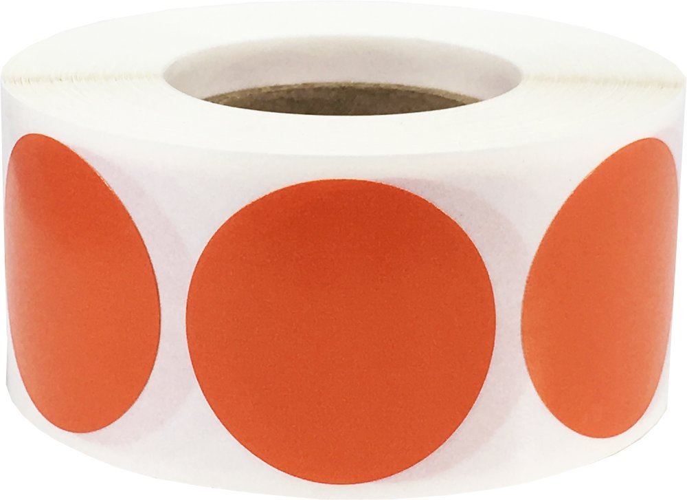 Burnt Orange Color Coding Dot Labels 25.4 mm 1 Inch Round 500 Count ...